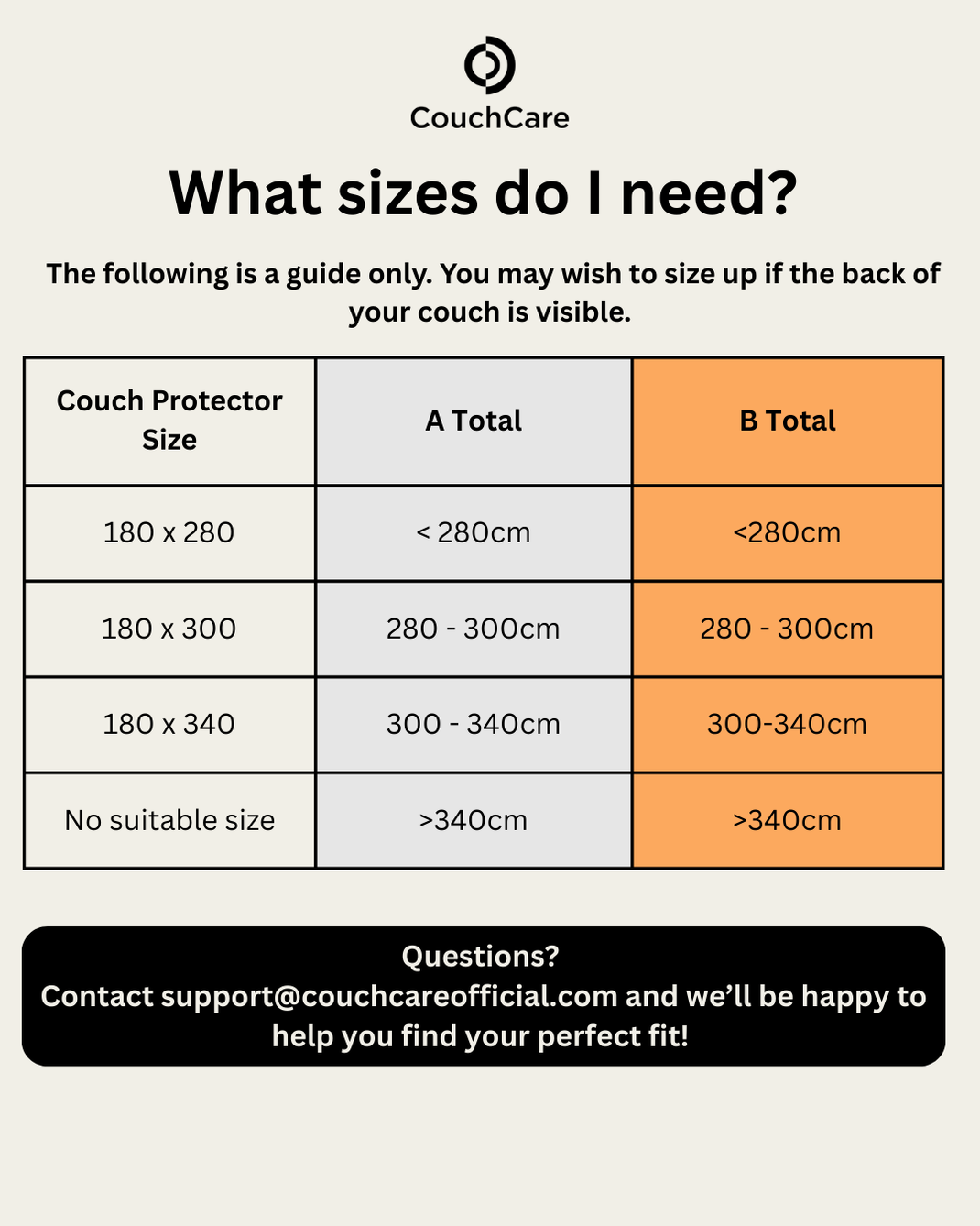 Size Guide – CouchCare